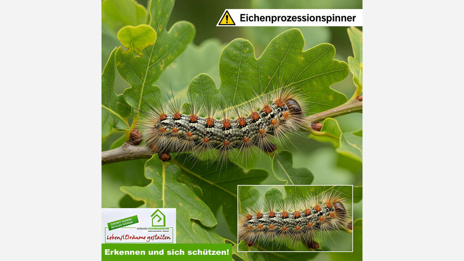 Achtung vor dem Eichenprozessionsspinner! | Verband Wohneigentum e. V.